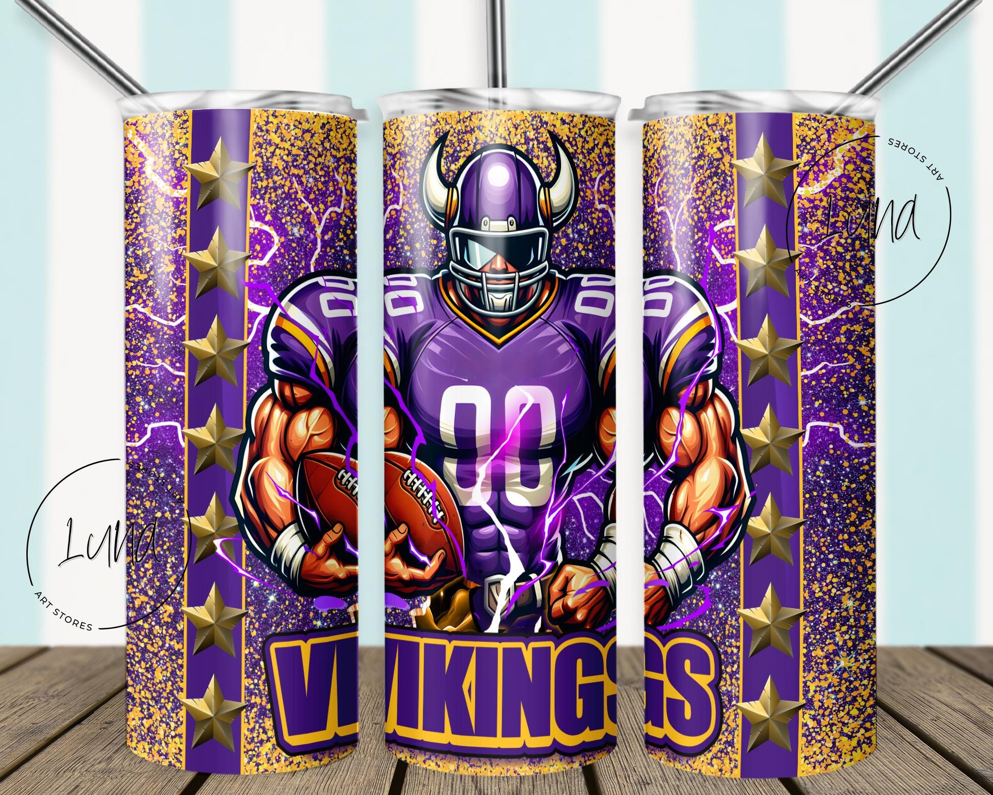 Viking 20oz Skinny Tumbler Wrap | Football Tumbler Design | 20oz Skinny ...