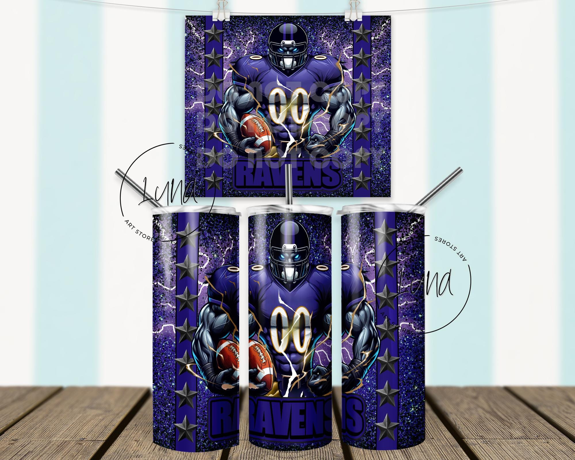 Raven 20oz Skinny Tumbler Wrap | Football Tumbler Design | 20oz Skinny ...