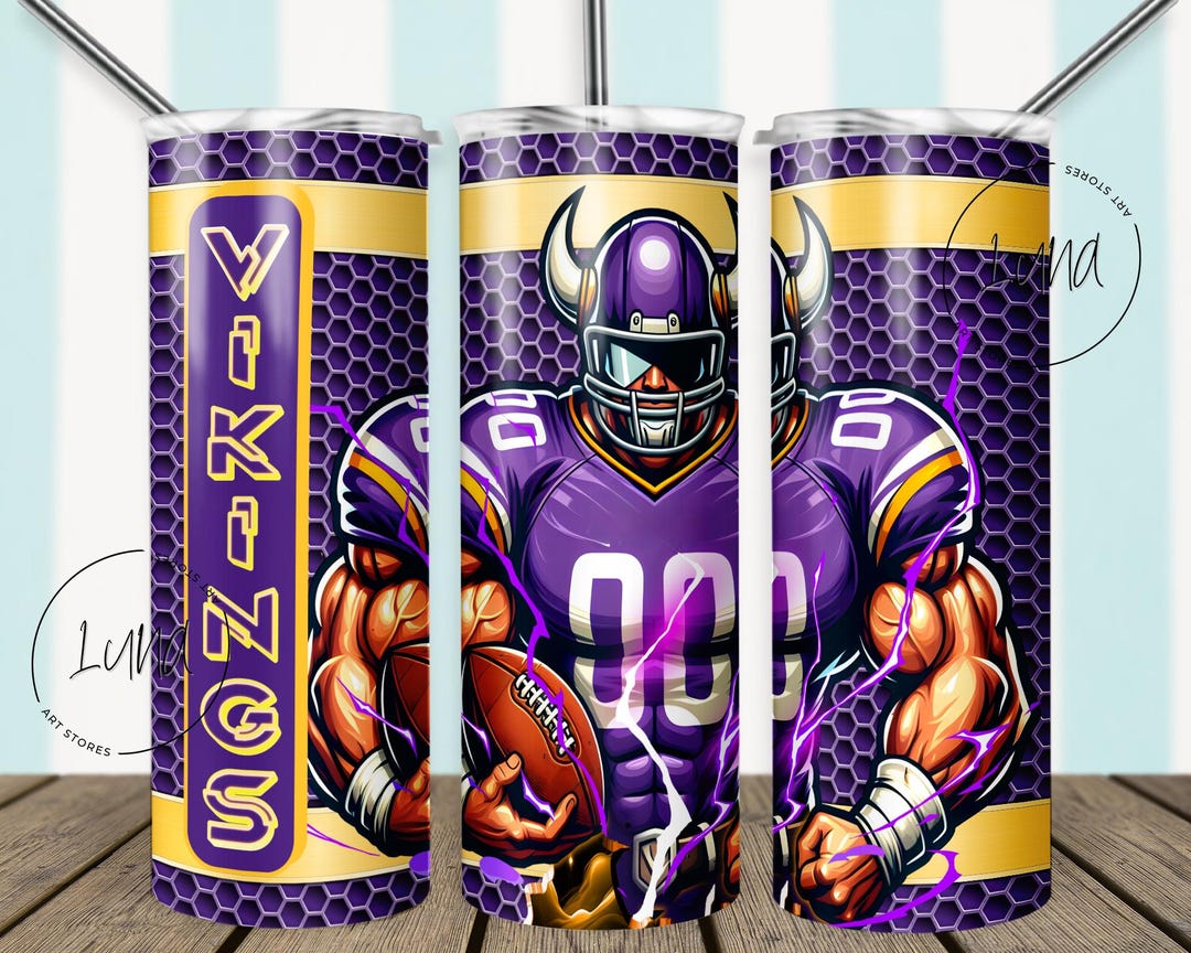 Viking 20oz Skinny Tumbler Wrap | Football Tumbler Design | 20oz Skinny ...