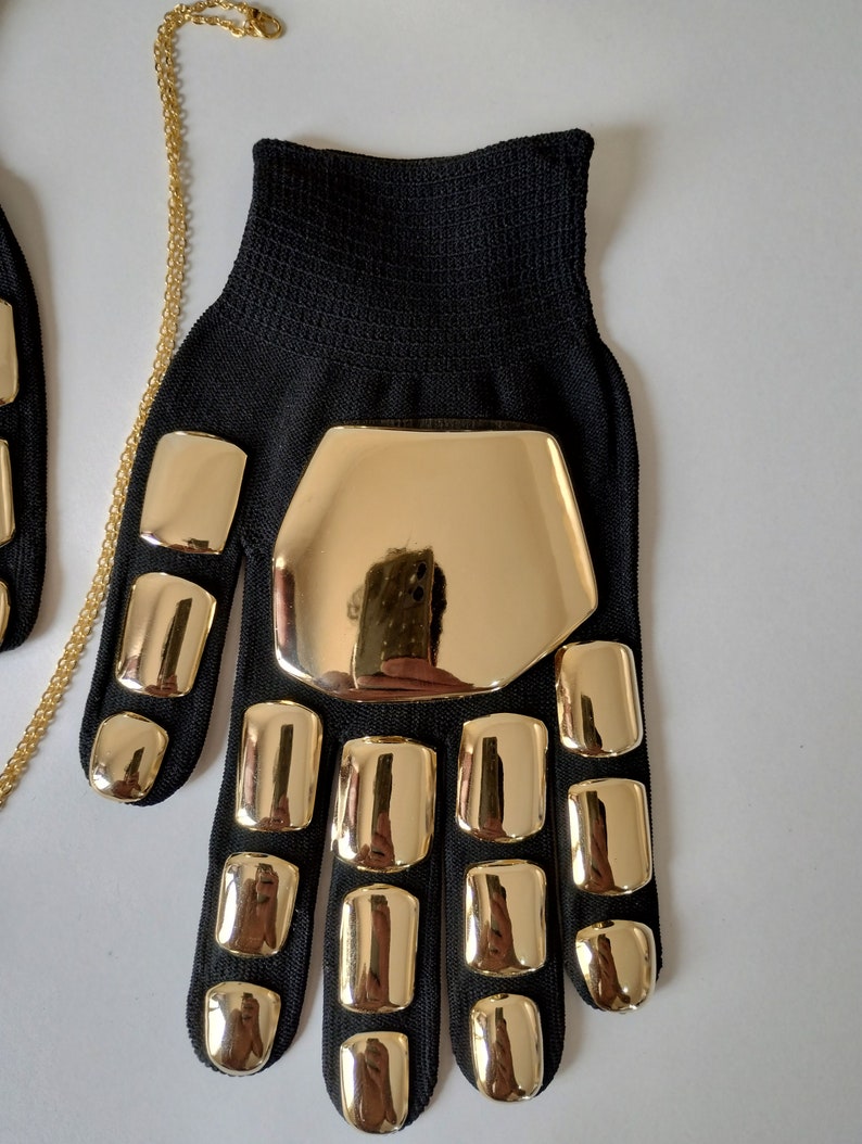 Pair of Guy Manuel Thomas Bangalter Cosplay Gloves, Gold Chrome Mirror ...