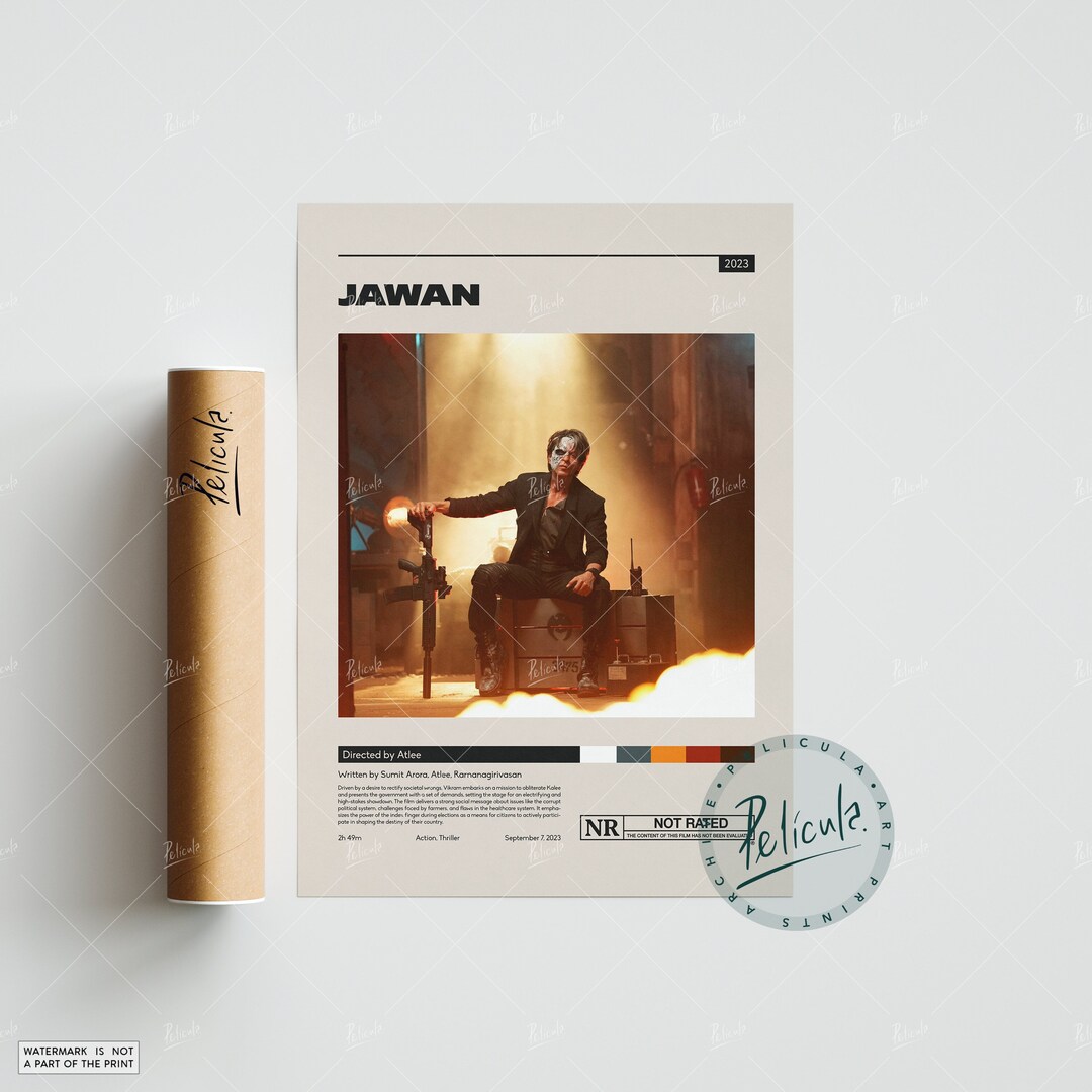 Jawan Poster Atlee Minimalist Movie Poster Vintage Retro Art Print ...