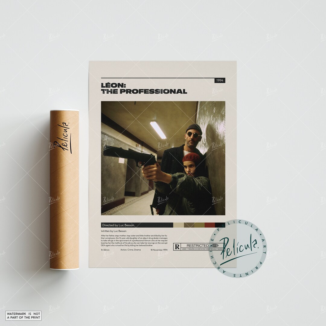 Leon Luc Besson Minimalist Movie Poster Vintage Retro Art Print Custom ...