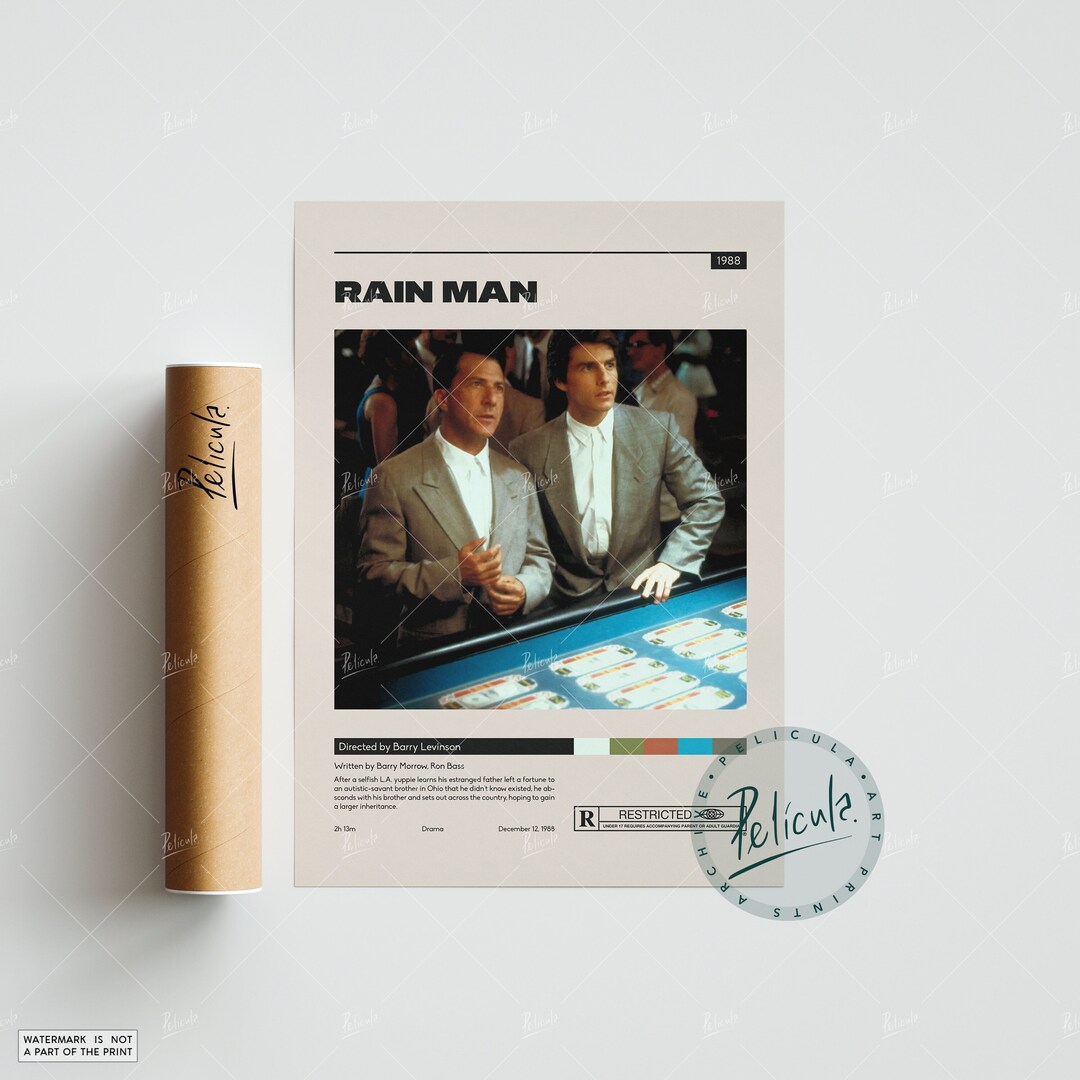 Rain Man Barry Levinson Minimalist Movie Poster Vintage Retro Art Print Custom Poster Wall Art ...