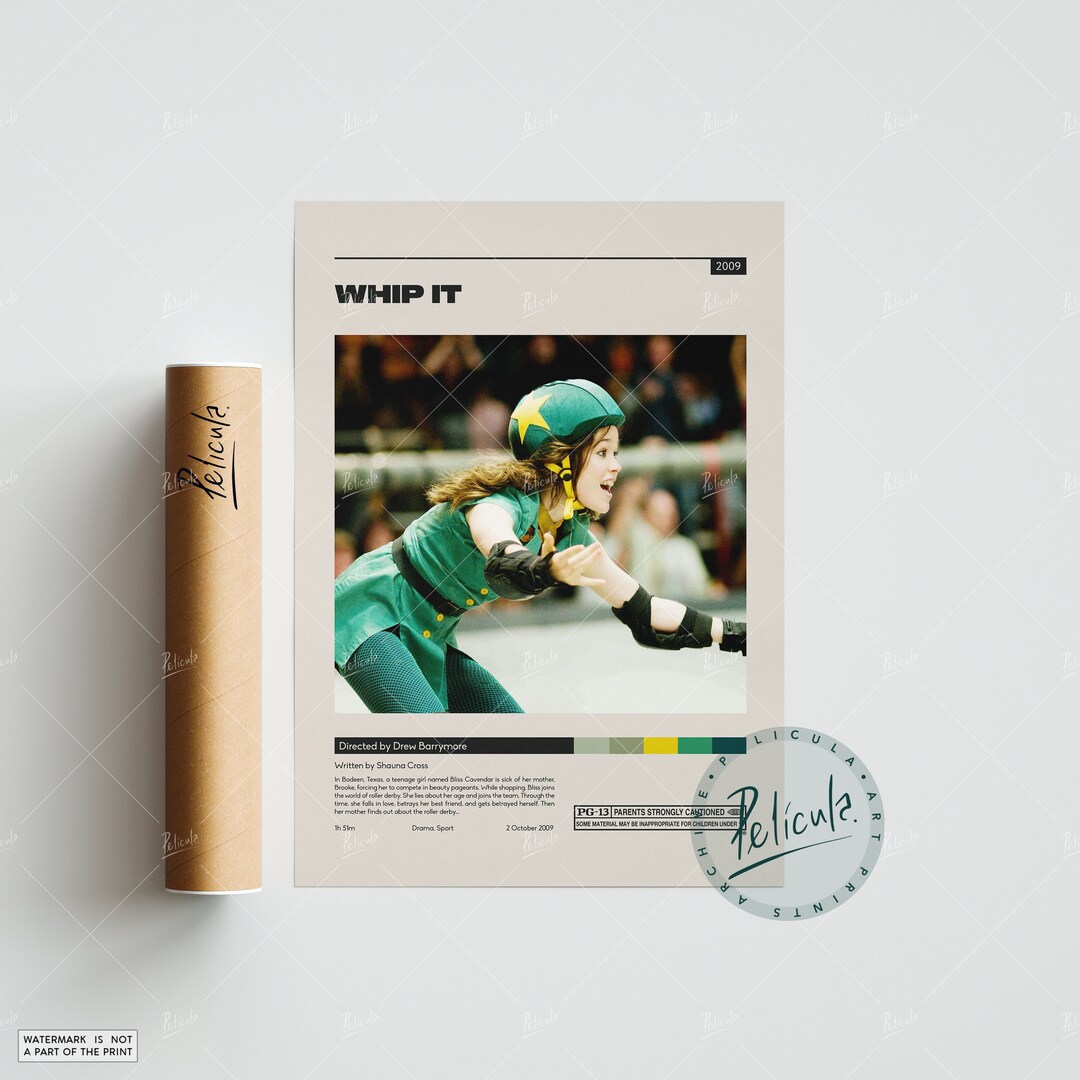 Whip It Poster Drew Barrymore Minimalist Movie Poster Vintage Retro Art Print Custom Poster Wall ...