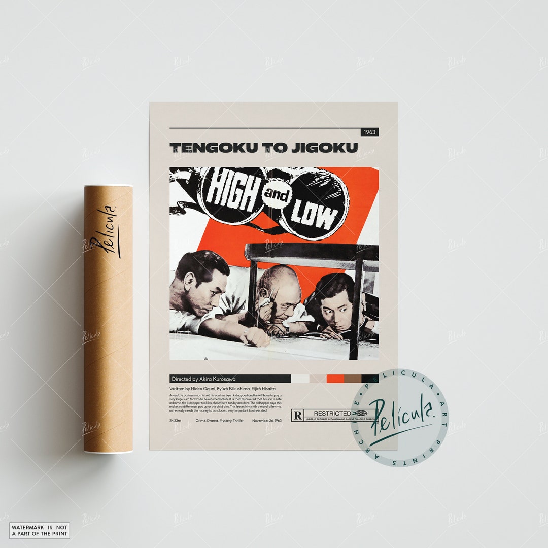 Tengoku to Jigoku Akira Kurosawa Minimalist Movie Poster Vintage Retro ...