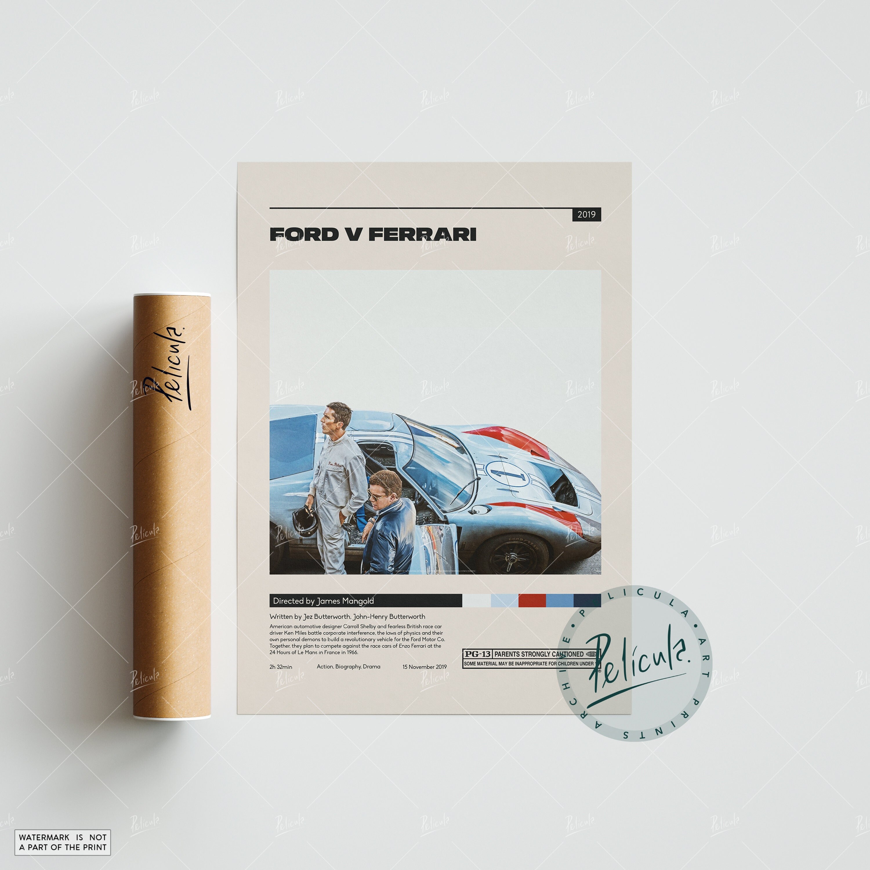 Ford V Ferrari Poster James Mangold Minimalist Movie Poster Vintage ...