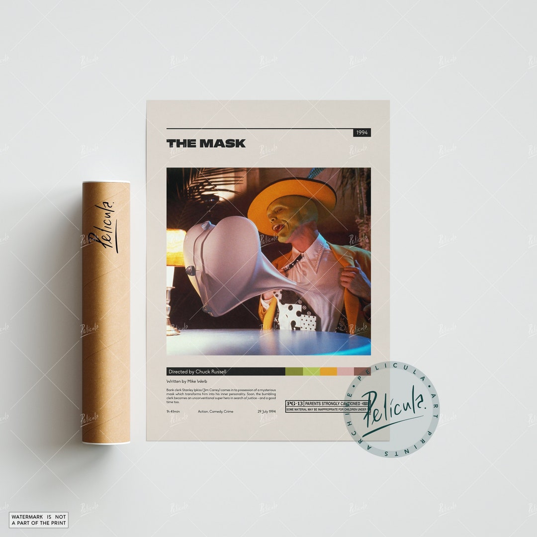 The Mask Chuck Russell Jim Carrey Poster Vintage Retro Art Print Custom ...