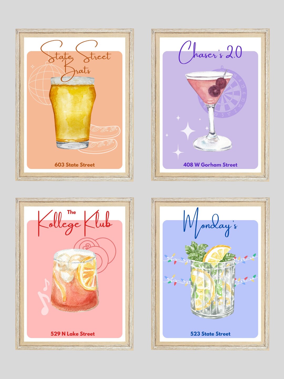 Cute UW Madison Bar Posters - Etsy
