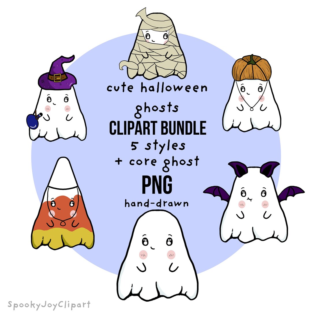 Cute Tiny Ghost Clipart, Halloween Png, Vampire Bat, Witch, Mummy ...