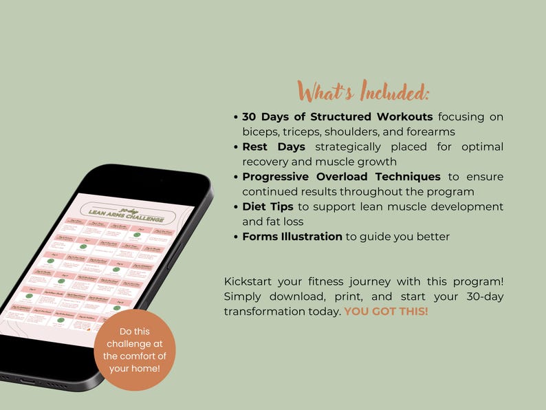 30-day Lean Arms Challenge | Printable Fitness Plan for Women | Digital ...