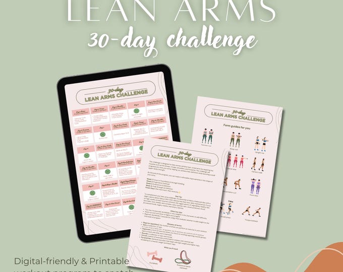 30-day Lean Arms Challenge | Printable Fitness Plan for Women | Digital ...