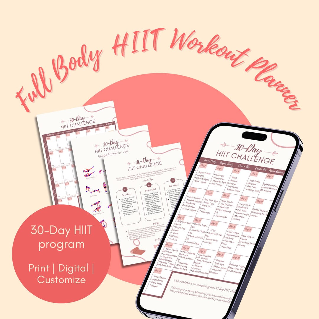 30 Day Full Body HIIT Workout Program No Equipment Workout Plan Women ...