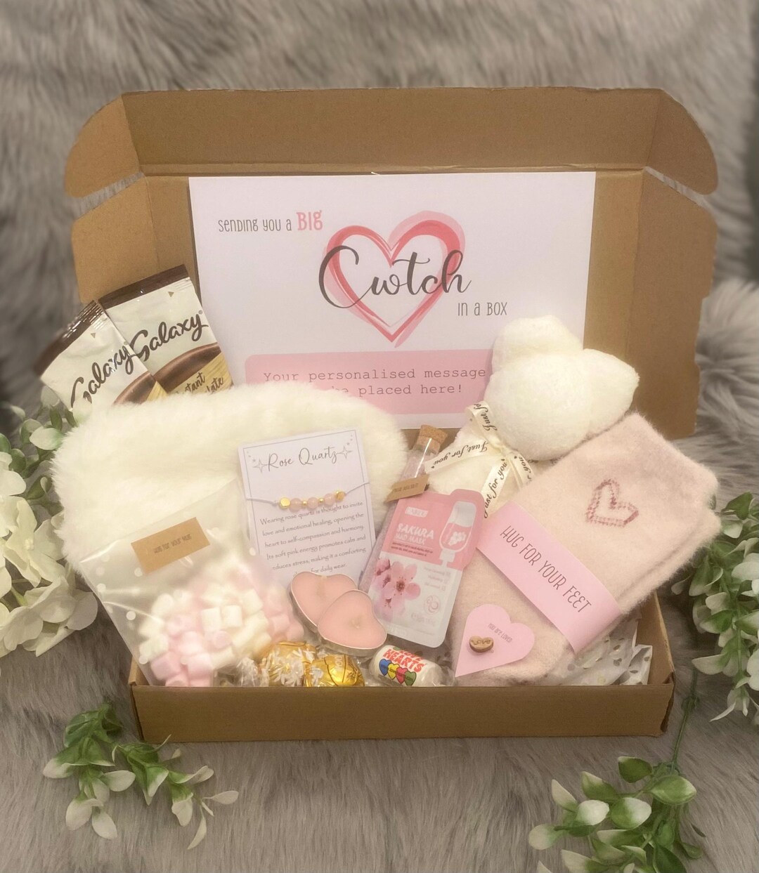 Personalised Cwtch (hug) in a Box Gift Set, Relaxation, Thinking of You ...