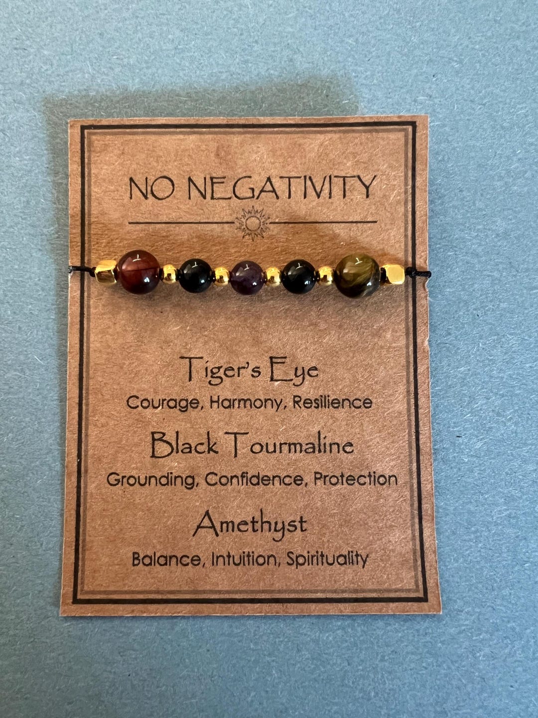 No Negativity Crystal Bracelet- Tigers Eye, Black Tourmaline and ...