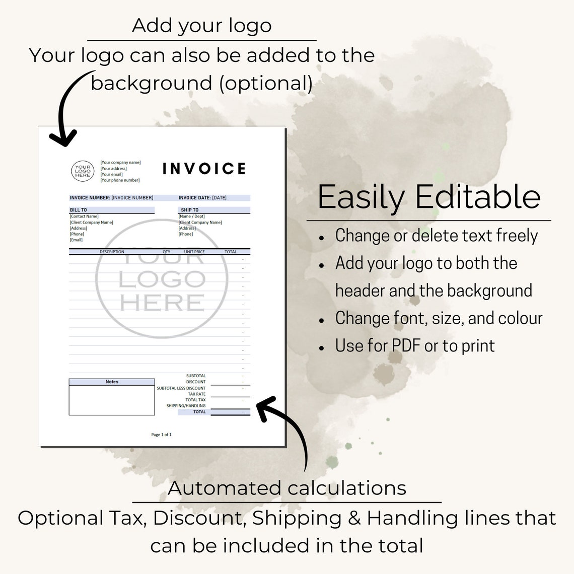Invoice Template and Receipt Template Bundle | Modern, Editable ...