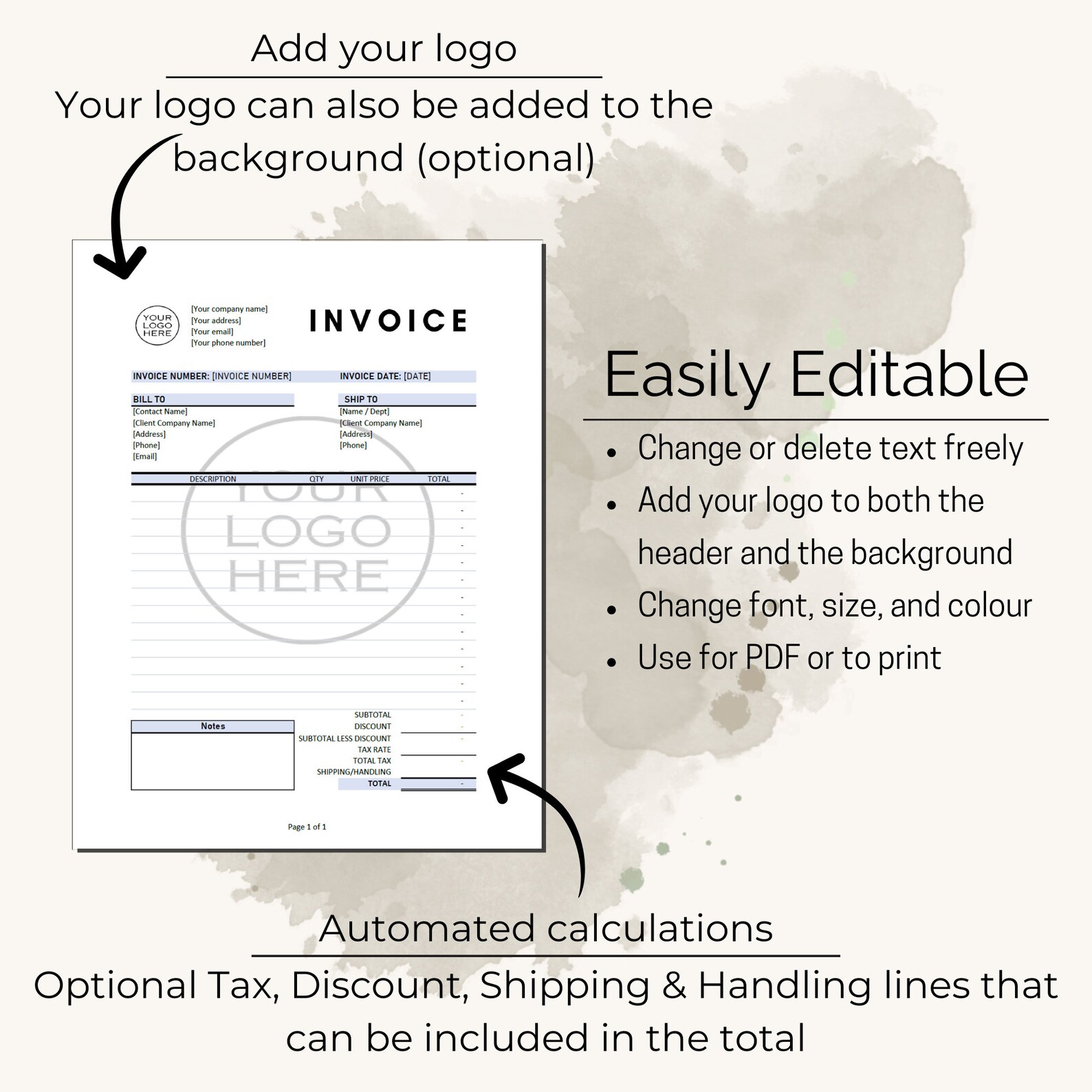 Invoice Template and Receipt Template Bundle | Modern, Editable ...
