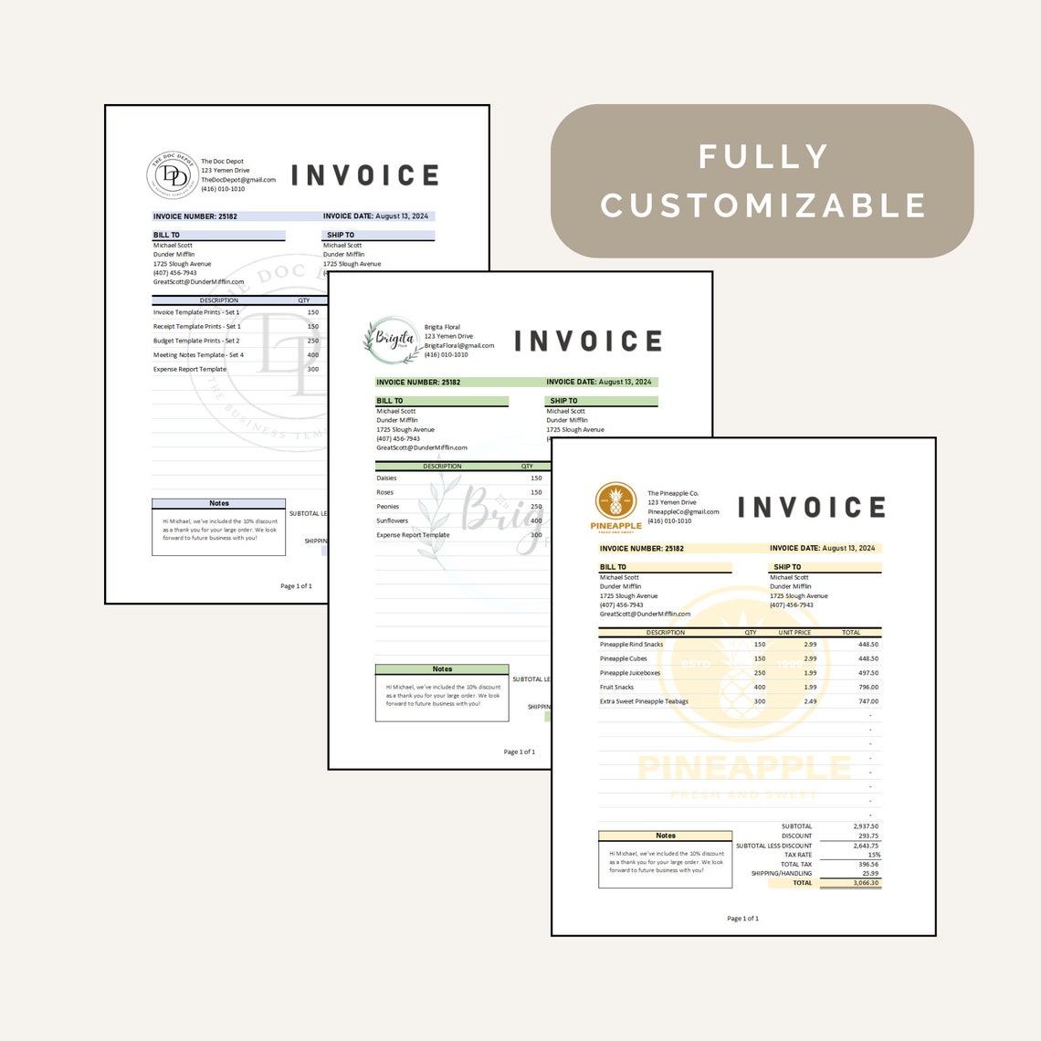 Invoice Template and Receipt Template Bundle | Modern, Editable ...