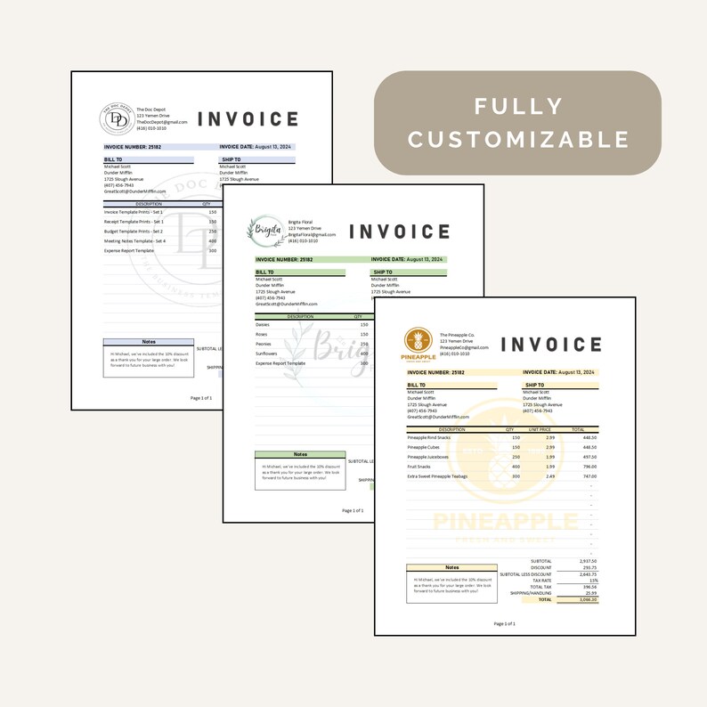 Invoice Template and Receipt Template Bundle | Modern, Editable ...