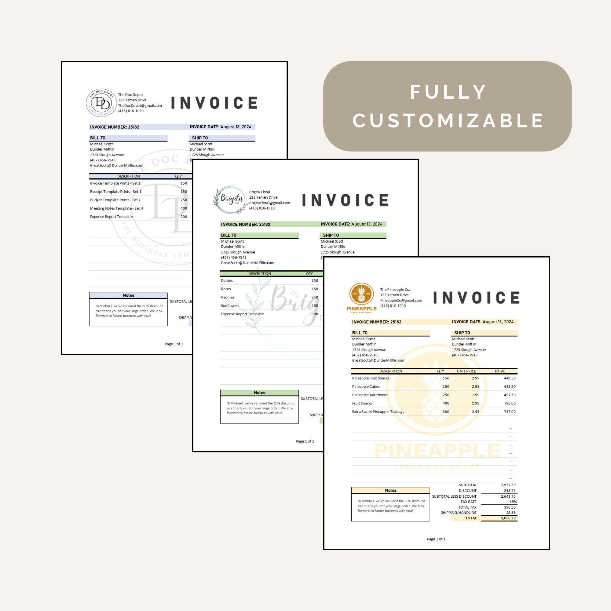 Invoice Template and Receipt Template Bundle | Modern, Editable ...