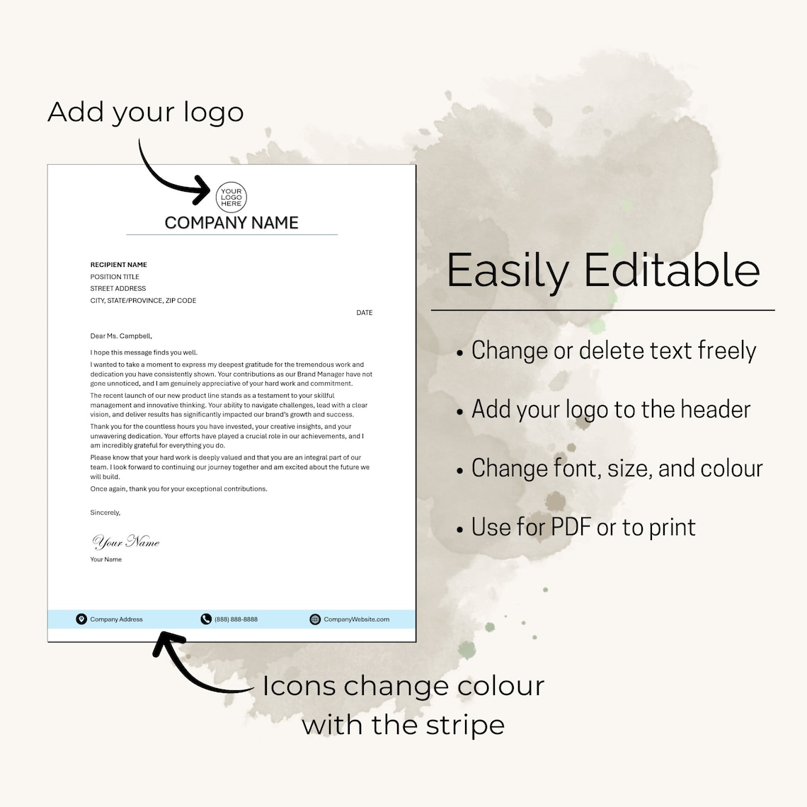 Letterhead Template | Professional and Modern Letterhead | Microsoft ...