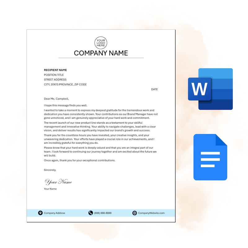 Letterhead Design Word Doc - Etsy