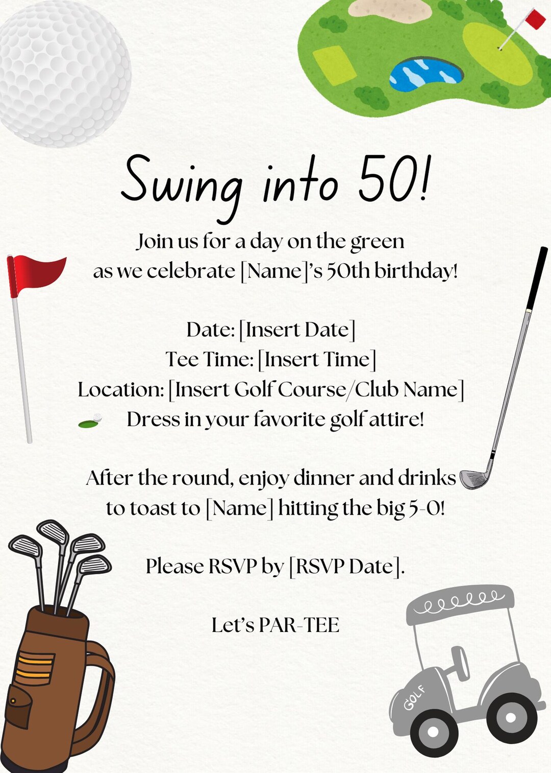 Golf-themed Birthday Invitation - Etsy