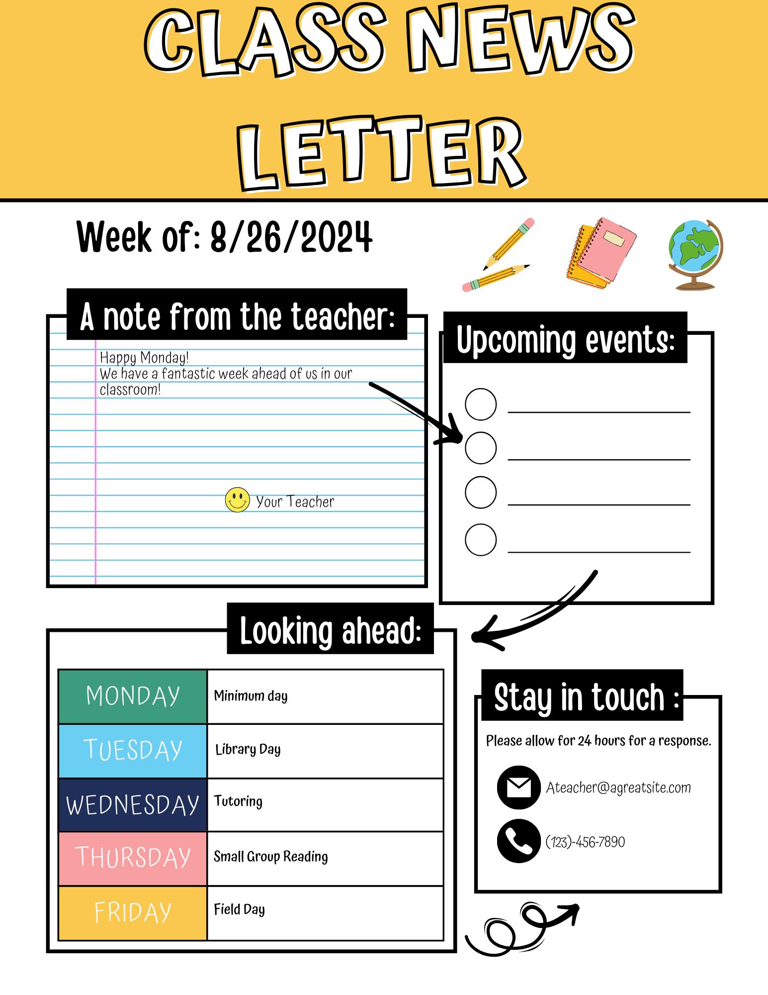 Editable Classroom News Letter - Etsy