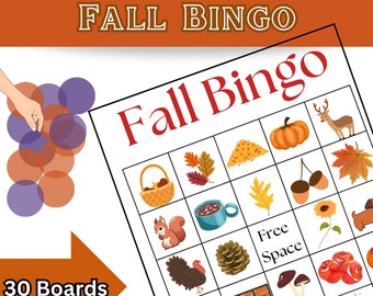 Fall Bingo - Autumn Bingo - 30 Unique Bingo Cards - Classroom Games - Etsy