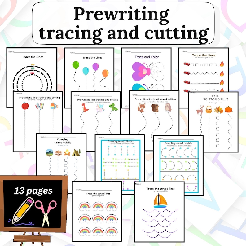 Prewriting Tracing and Cutting - Etsy