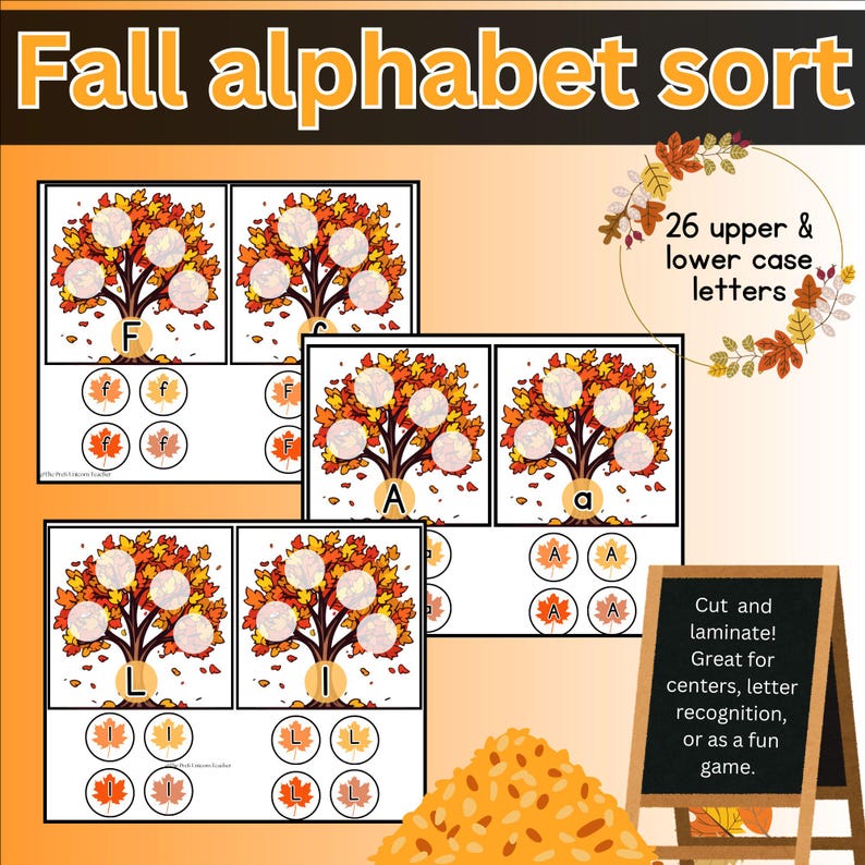 Fall Themed Alphabet Sort- Centers, Review, Game - Etsy