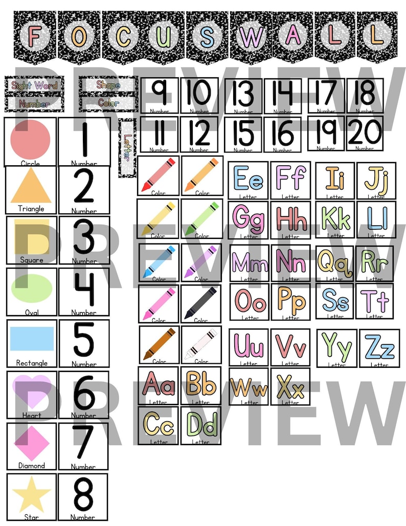 Focus Wall With Dolch Sight Word for Preschool Through 1st - Etsy