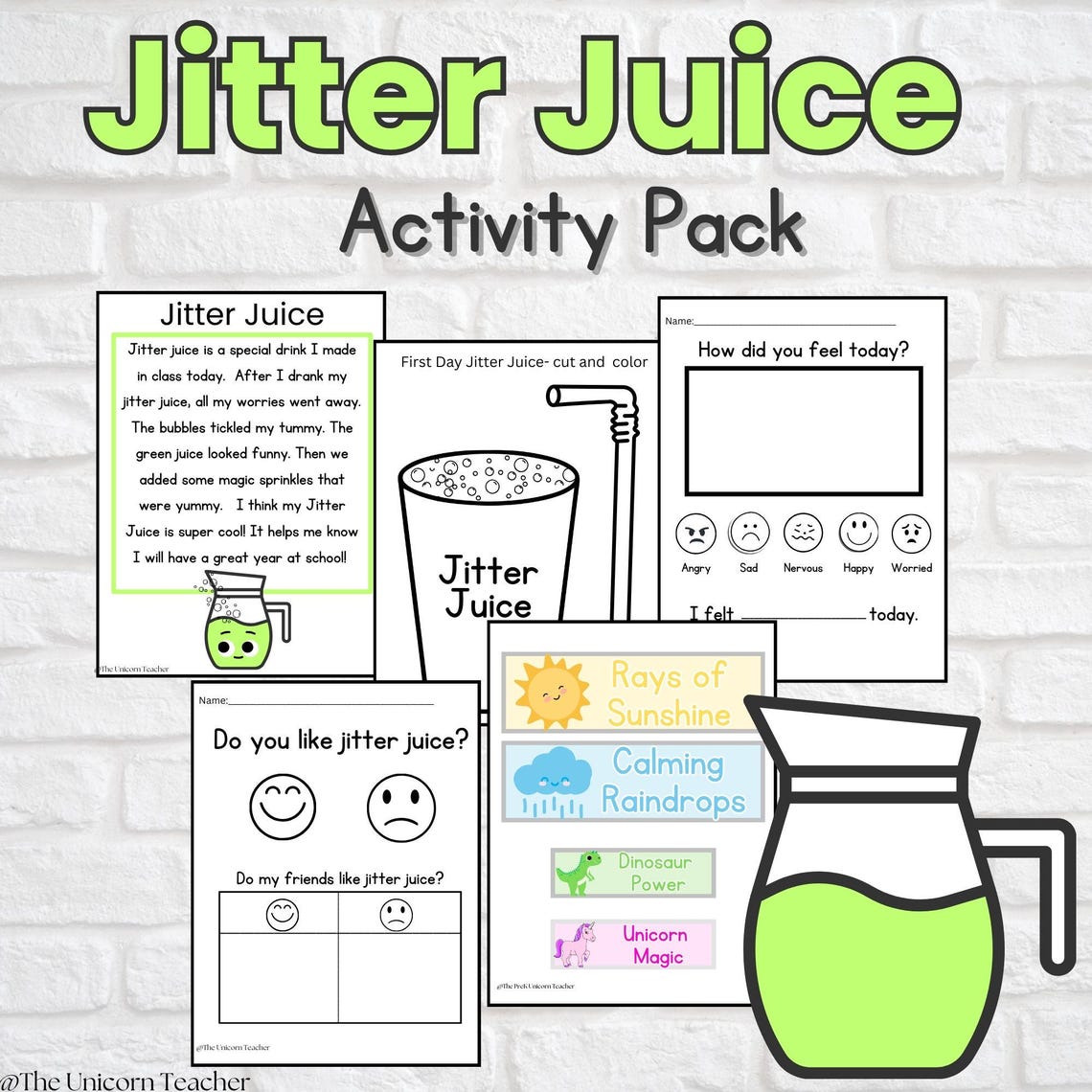 Jitter Juice Activity Pack | Hands-on Social Emotional Learning (SEL ...