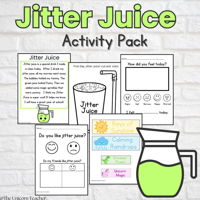 Social Emotional Jitter Juice Activity Pack - Etsy