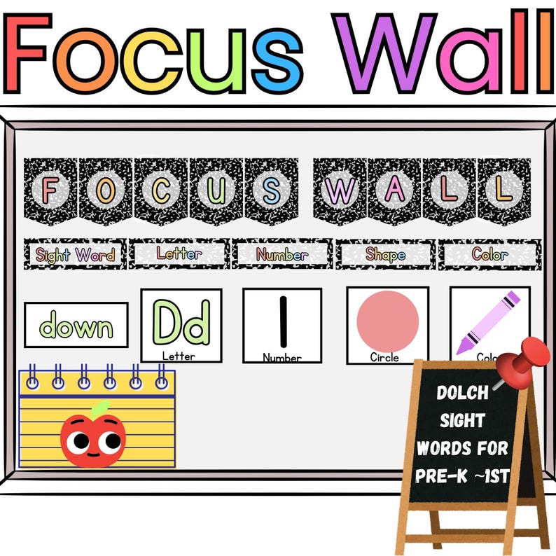 Focus Wall With Dolch Sight Word for Preschool Through 1st - Etsy