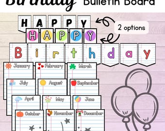 Happy Birthday Display Bulletin Board Printable | Back to School | Cake ...