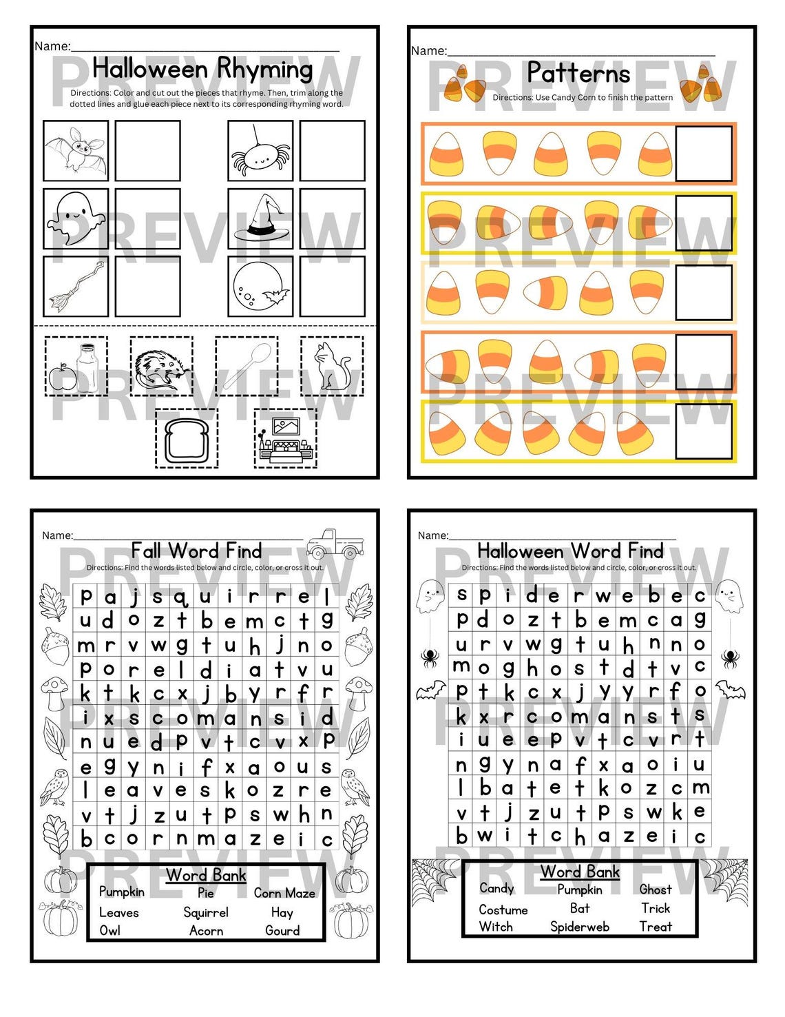Fall & Halloween Activity Pack Bundle | Games, Crafts and Centers - Etsy