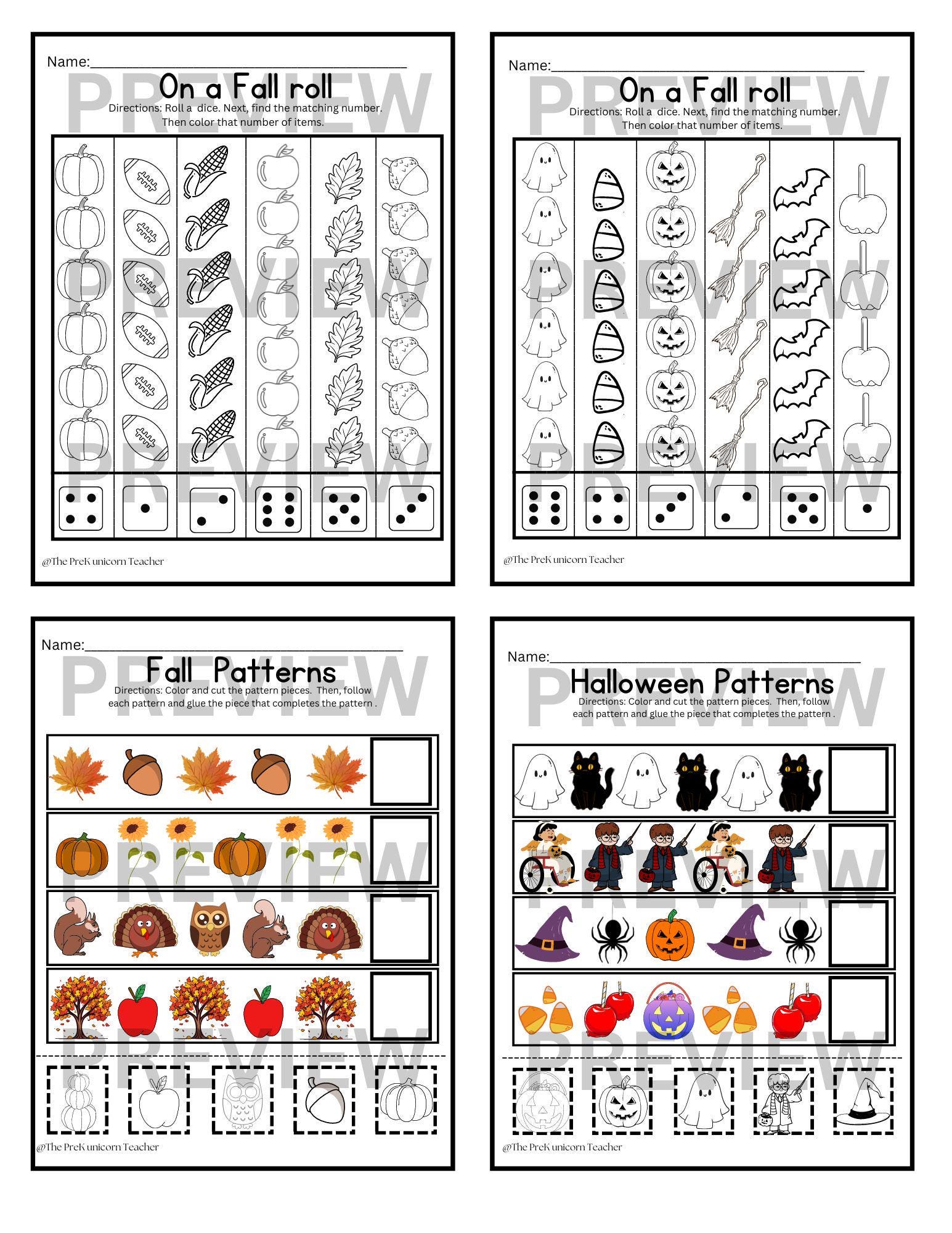 Fall & Halloween Activity Pack Bundle | Games, Crafts and Centers - Etsy