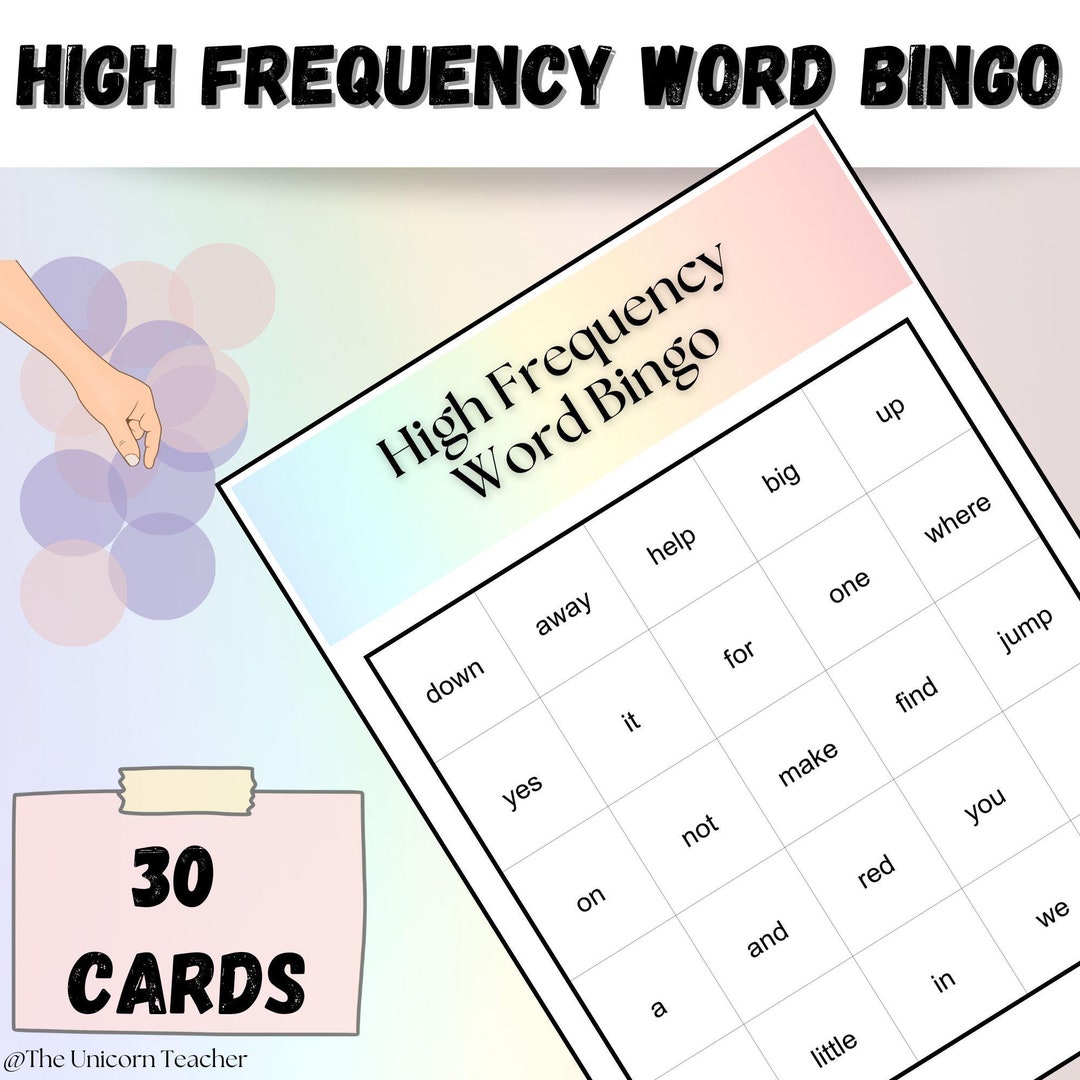 High Frequency Word Bingo - Etsy
