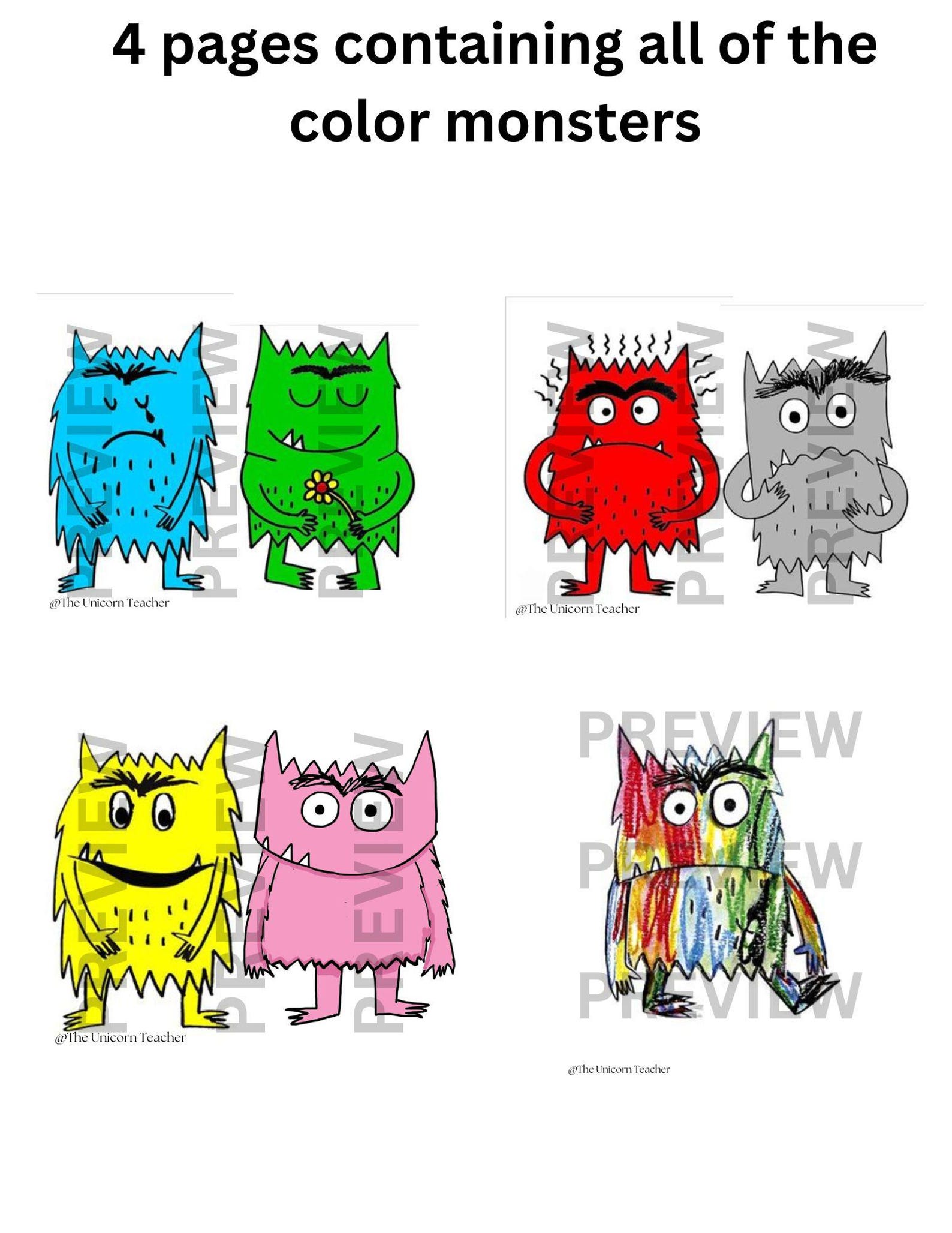 Social Emotional- Color Monster Activity Pack - Etsy