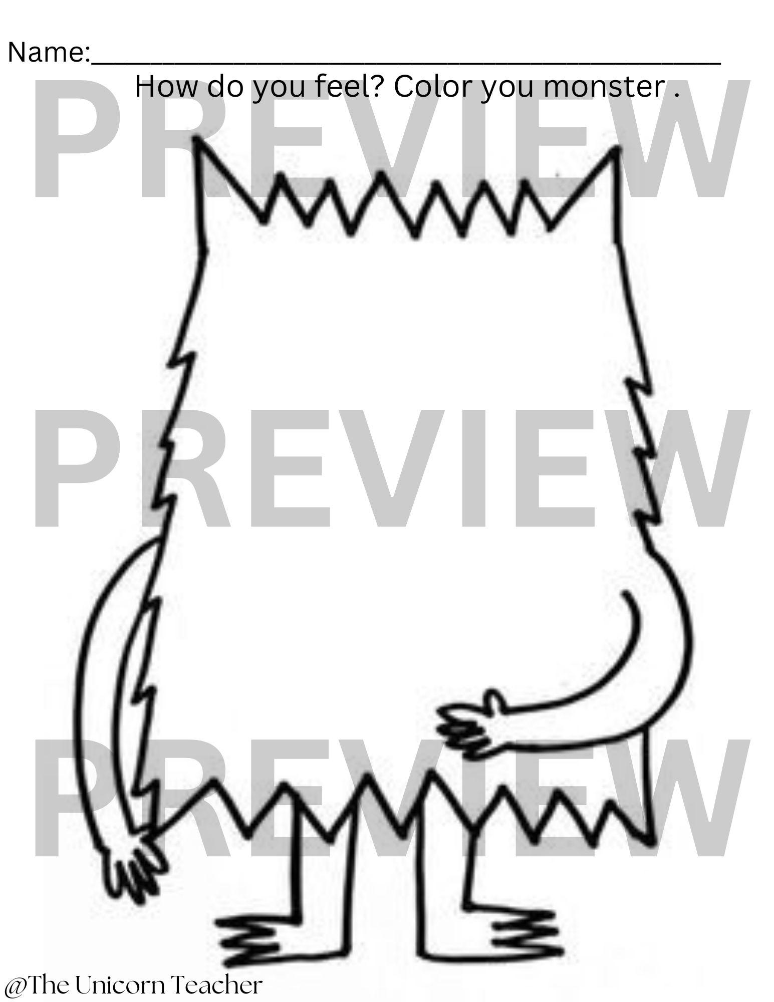 Social Emotional- Color Monster Activity Pack - Etsy