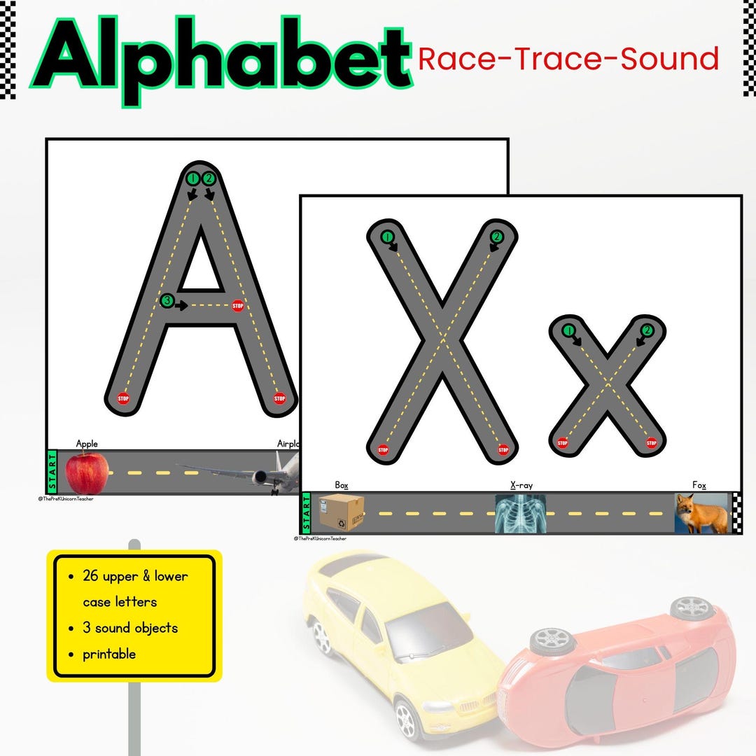 No Prep- Alphabet Race, Trace, Sound - Etsy