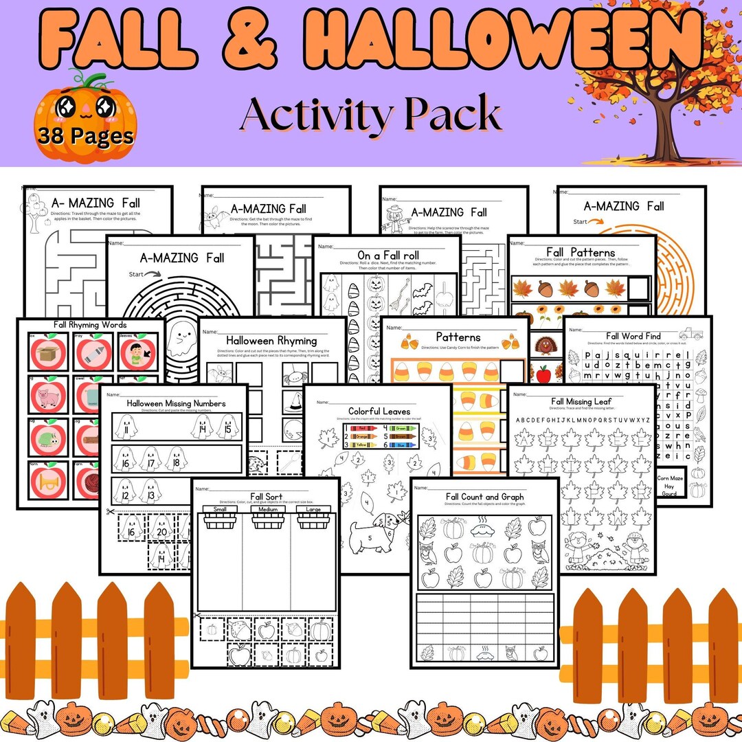 Fall & Halloween Activity Pack Bundle | Games, Crafts and Centers - Etsy