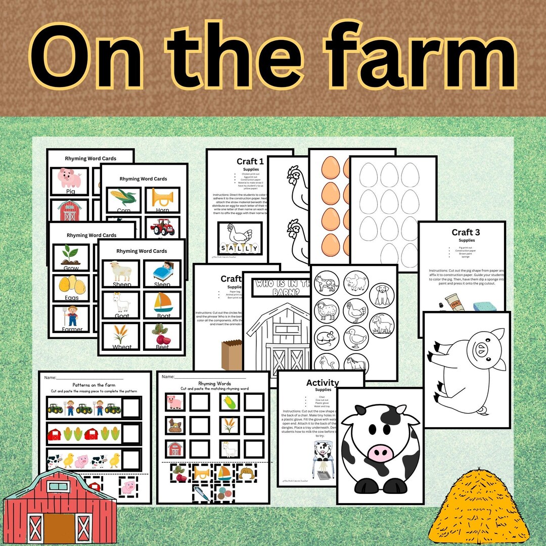 On the Farm Rhyming, Crafts, Activities, and Patterns - Etsy