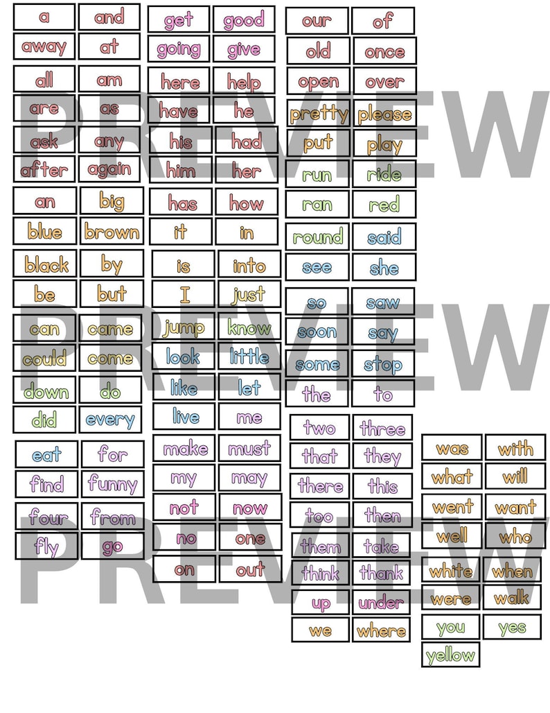 Focus Wall With Dolch Sight Word for Preschool Through 1st - Etsy