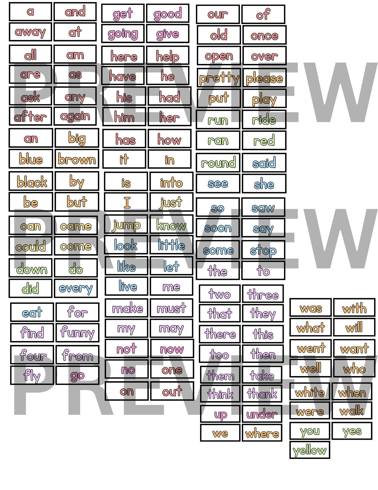 Focus Wall With Dolch Sight Word for Preschool Through 1st - Etsy