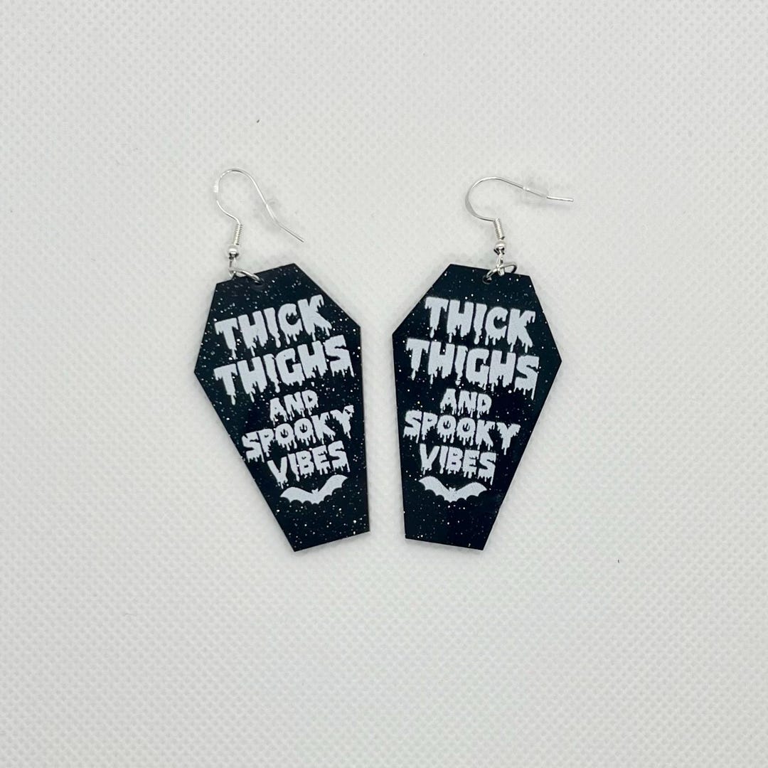 Thick Thighs, Spooky Vibes Sparkle Coffin Dangle Earrings - Etsy