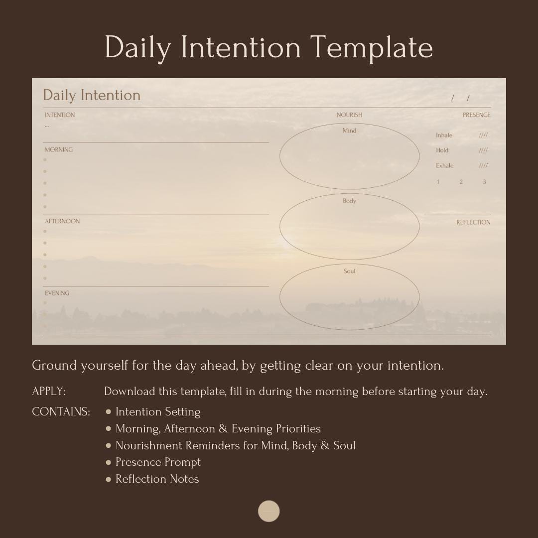 Daily Intention Template - Etsy