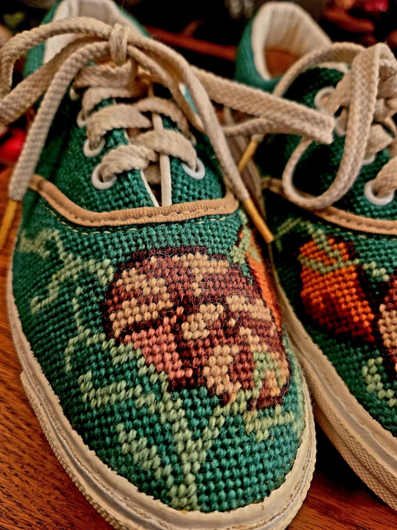 Rare Collectible Van Doren Vans Lace-up Needlepoint Floral Sneakers ...