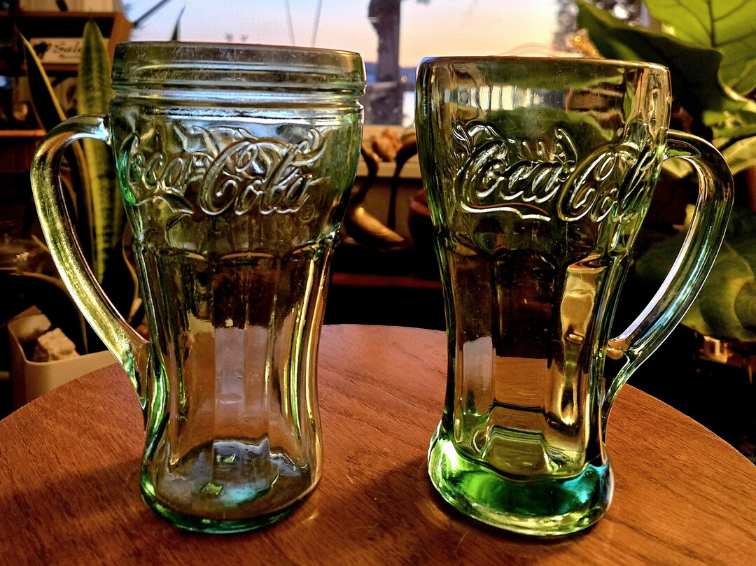 Set of 2 Vintage Libbey Coca-cola 16oz. Heavy Glass Mugs With Handles ...
