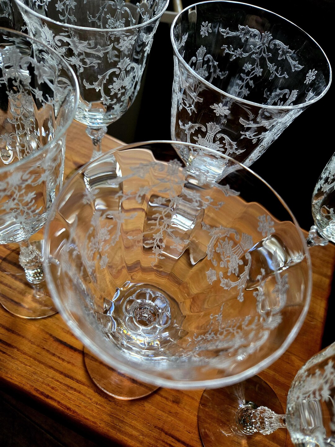 Fostoria Navarre Clear Pattern Crystal Wine or Water Goblets Set of ...